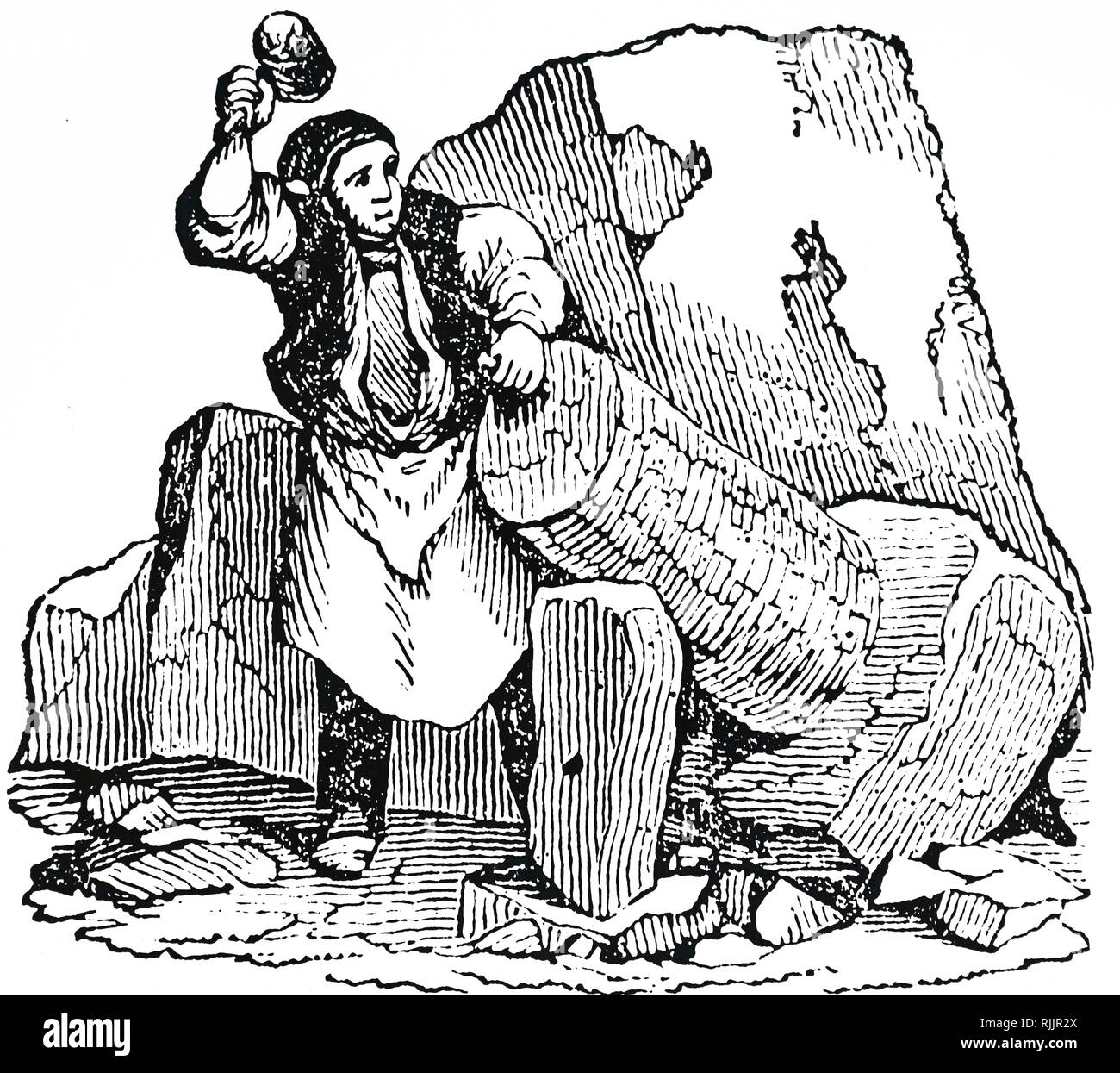 An engraving depicting a stone mason. Dated 19th century Stock Photo ...