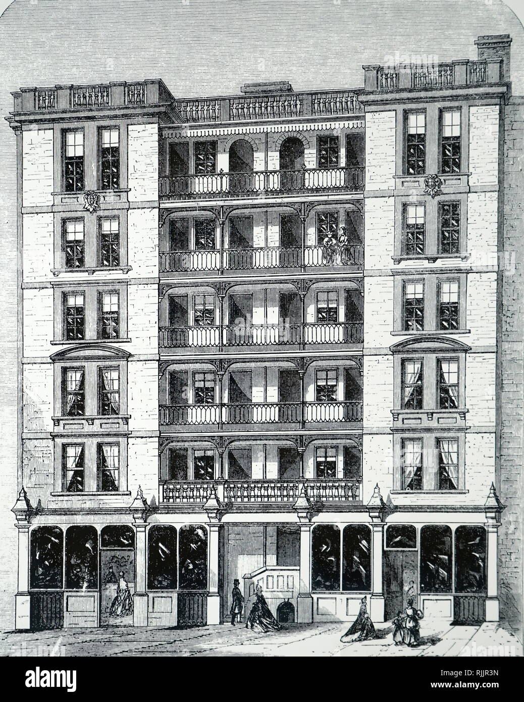 An engraving depicting corporation buildings, Farringdon Road, London ...