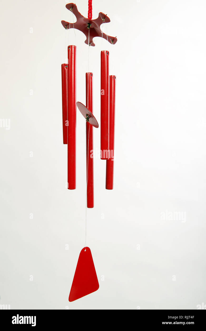 red aluminium metal wind chimes Stock Photo - Alamy