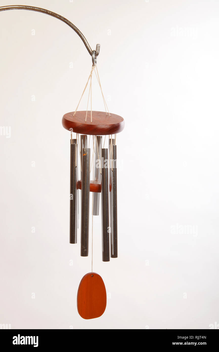 small set of aluminium wind chimes Stock Photo - Alamy