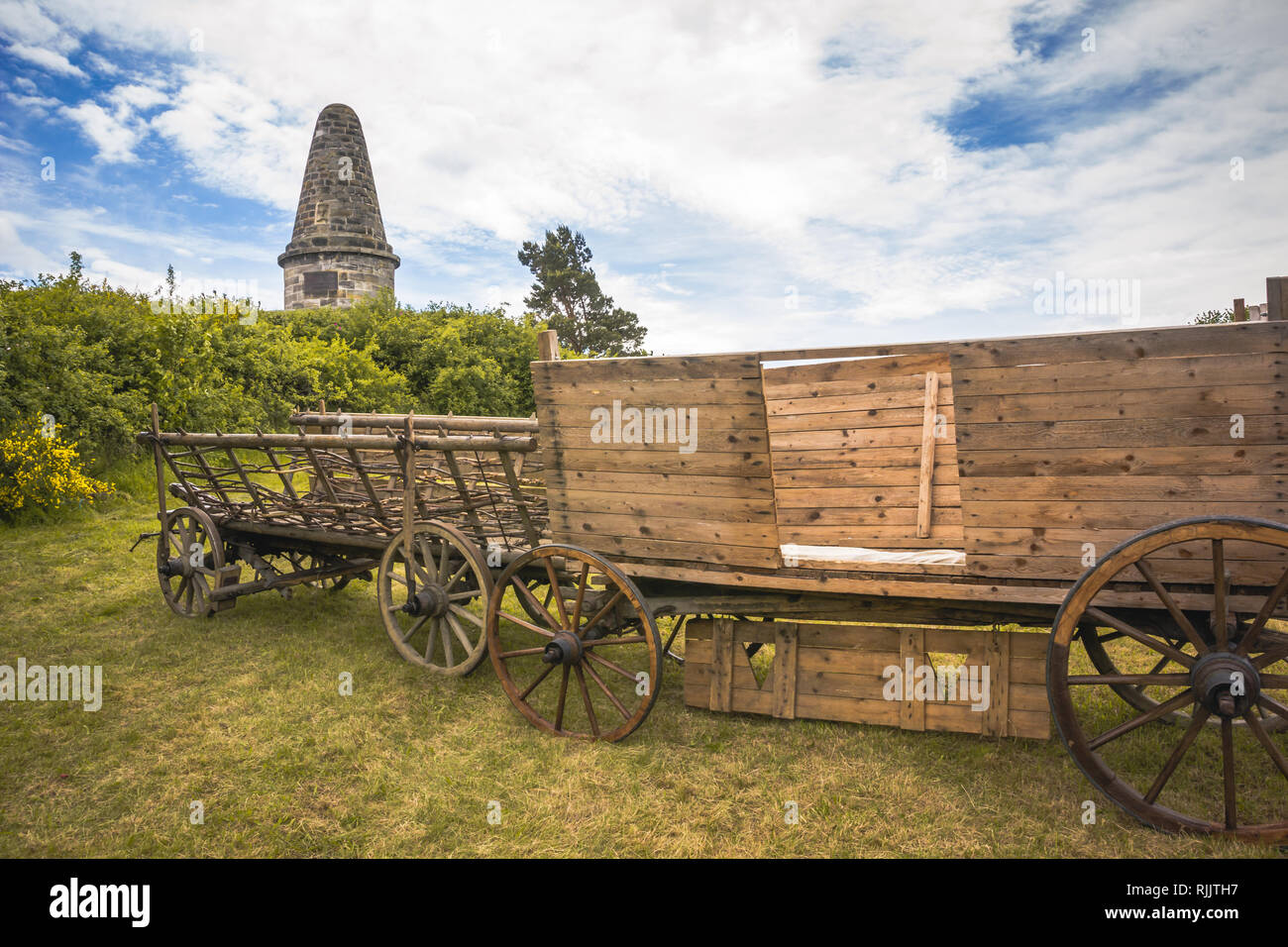 The typical historic wooden carriage on a meadow Stock Photo - Alamy