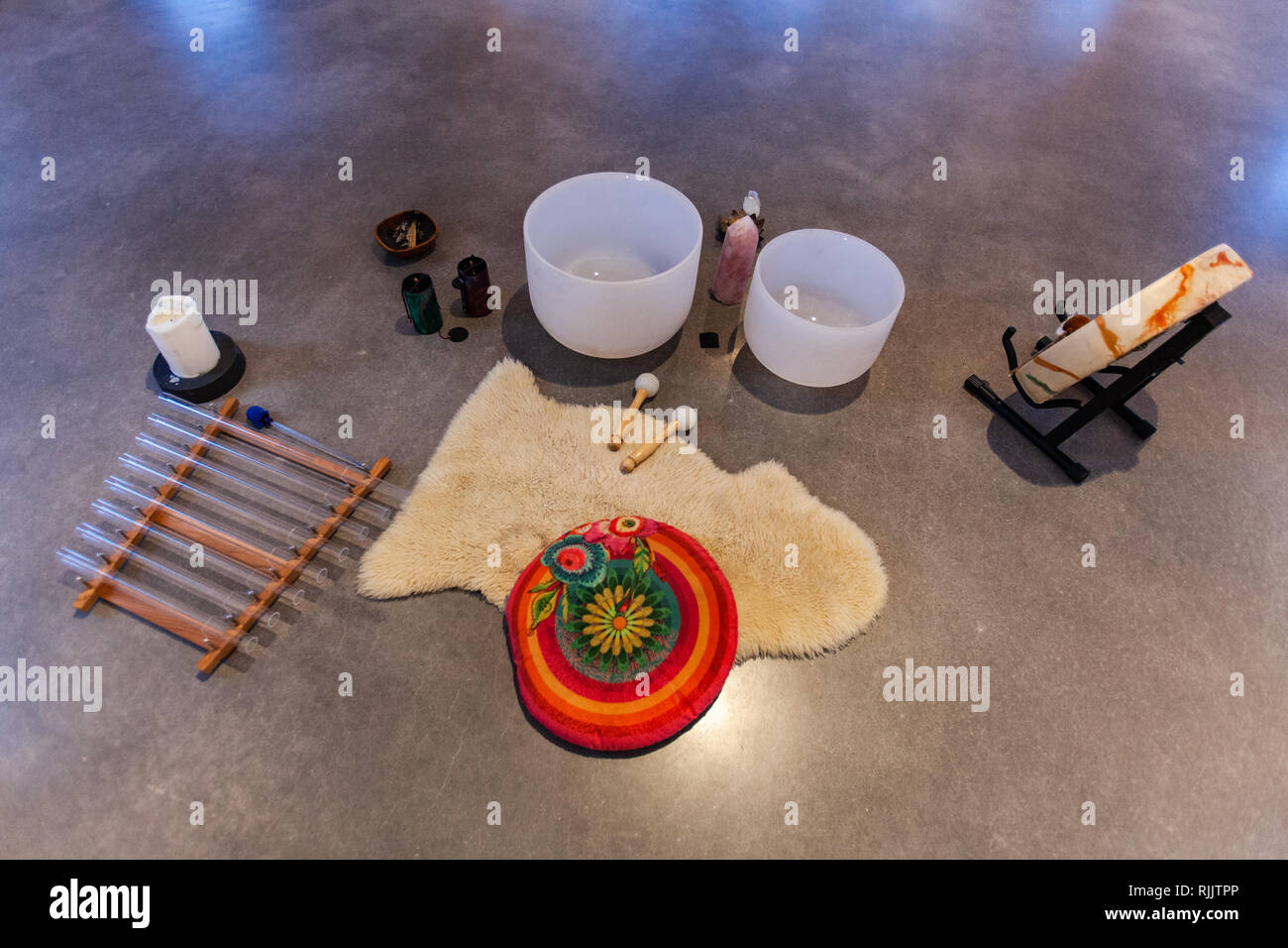 Sacred objects and music instruments. Various sacred objects music ...