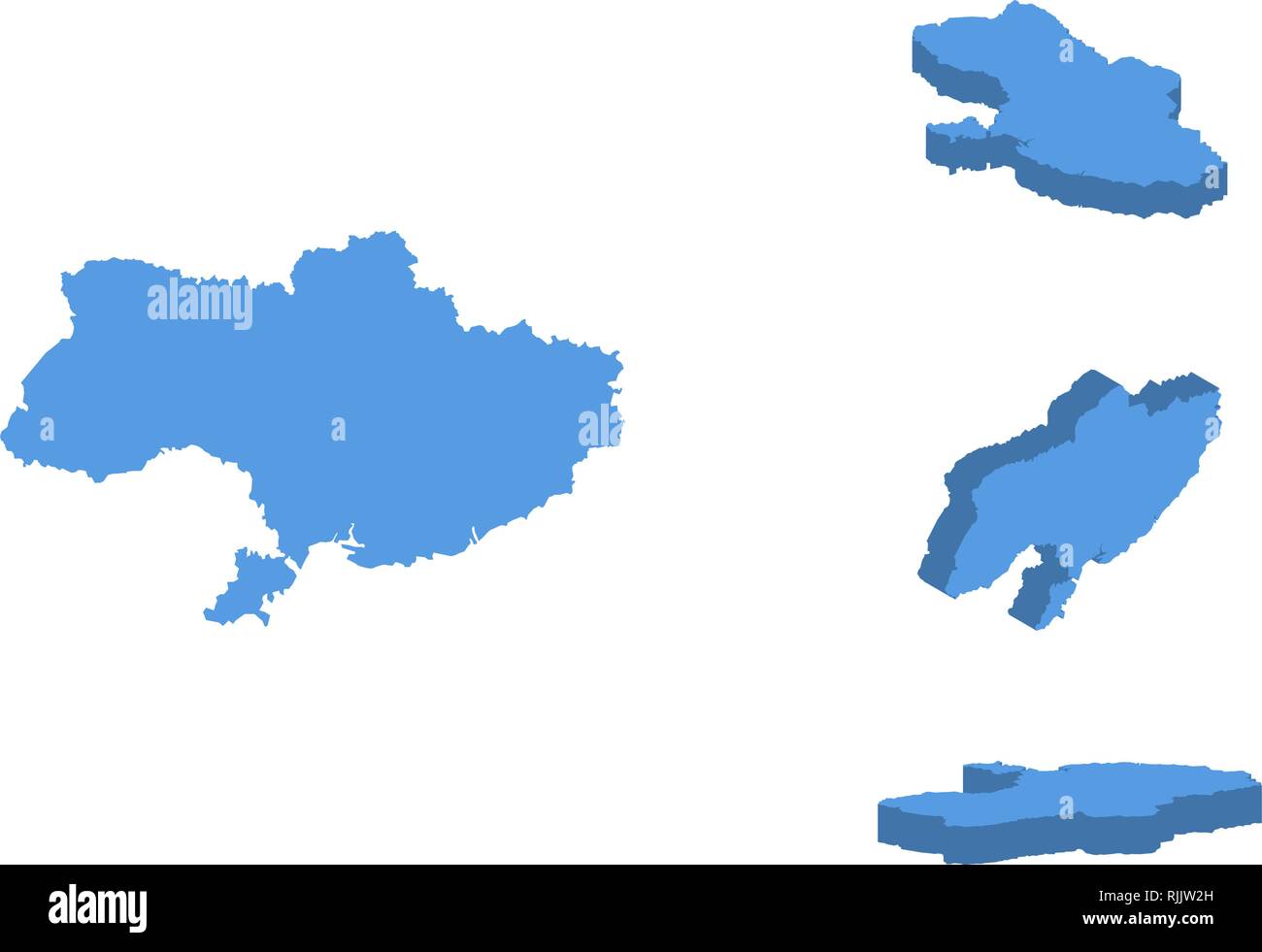 Ukraine isometric map vector illustration, country isolated on a white ...