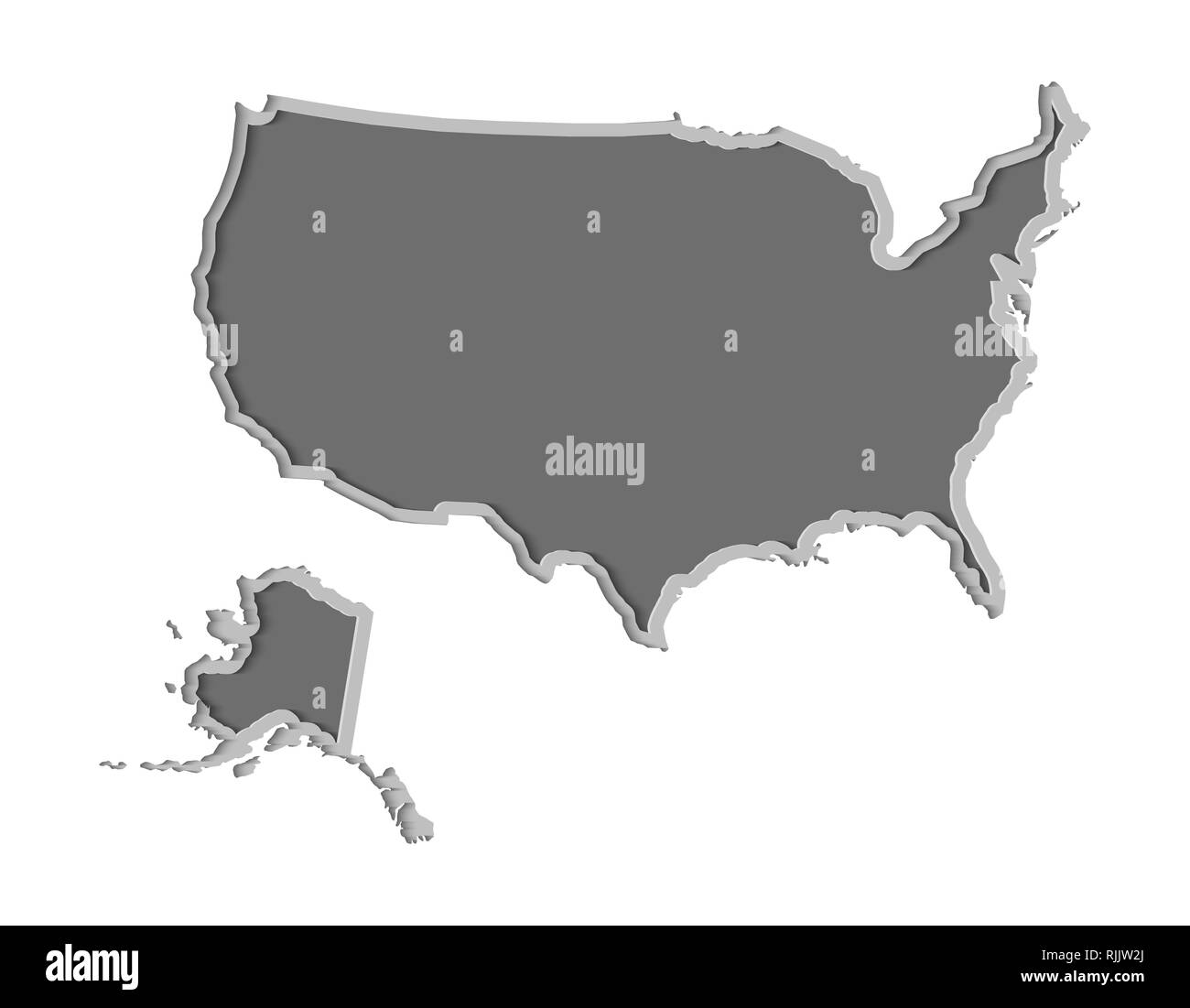 USA map paper cut vector illustration, country isolated on a white ...