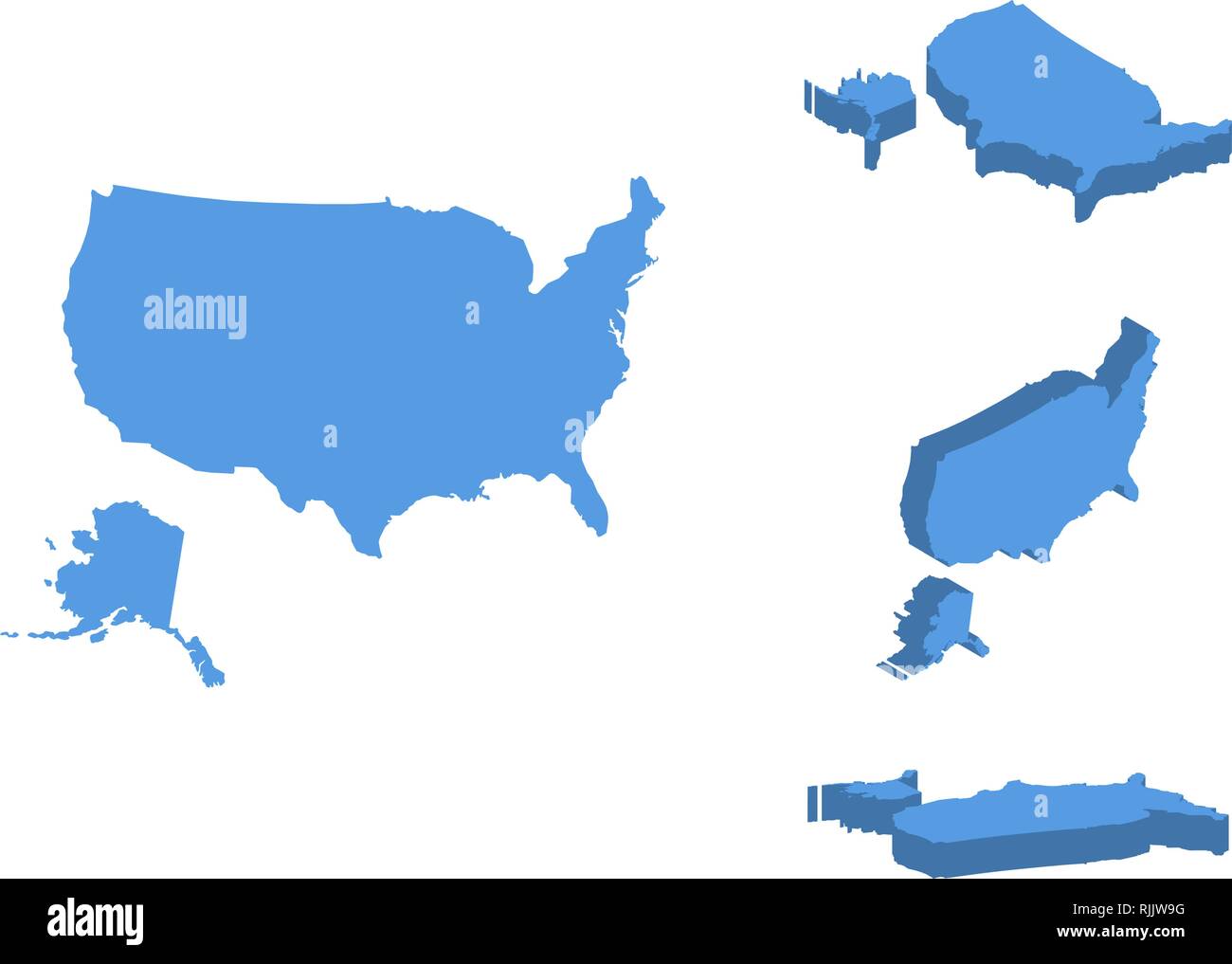 USA isometric map vector illustration, country isolated on a white ...
