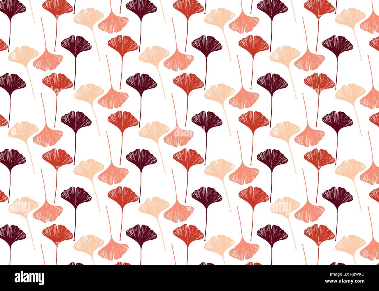 Ginkgo leaves vector in a red and pink color palette Stock Vector Image ...