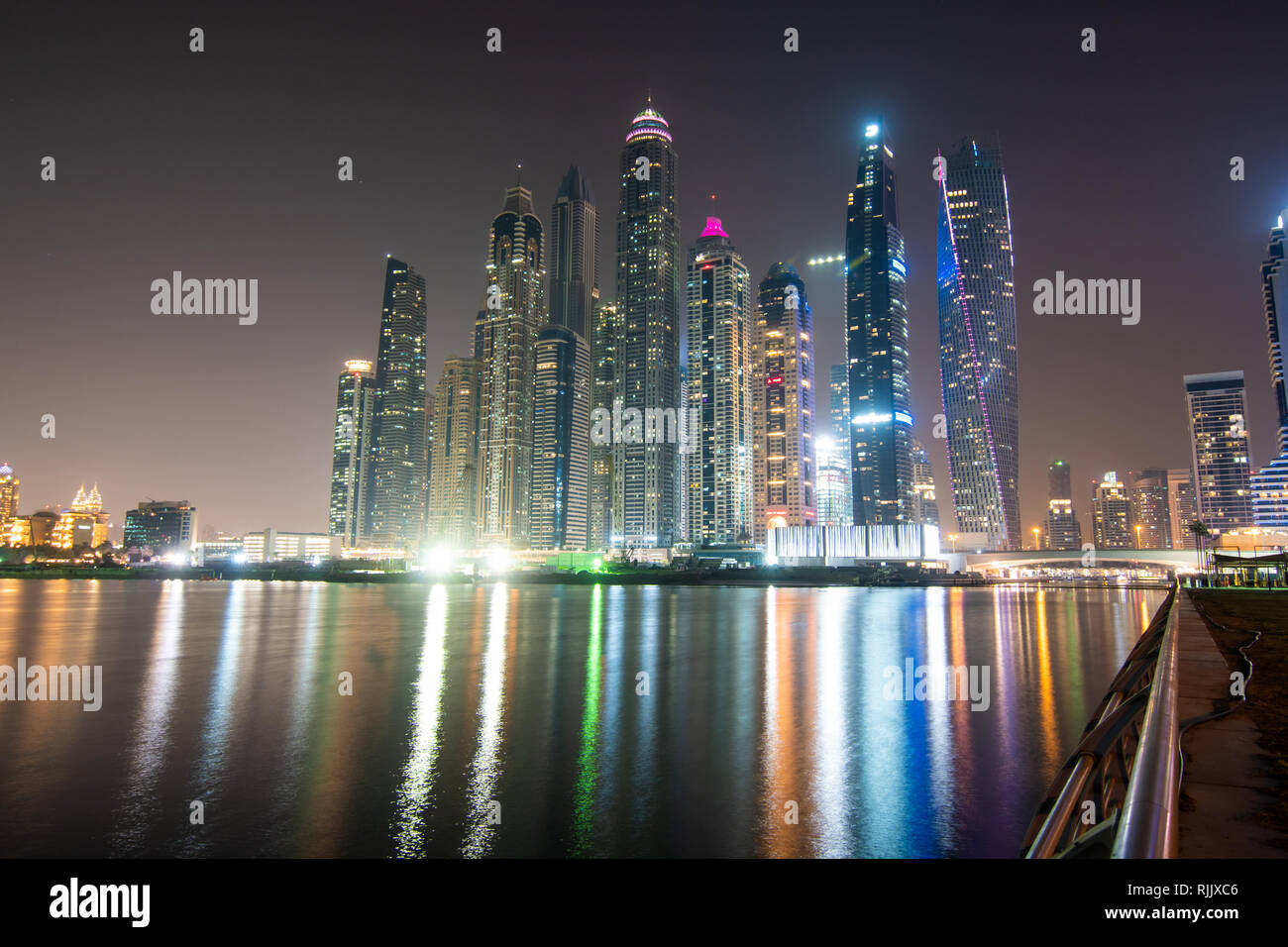 Dubai, United Arab Emirates - October, 2018: Dubai at night. dubai ...