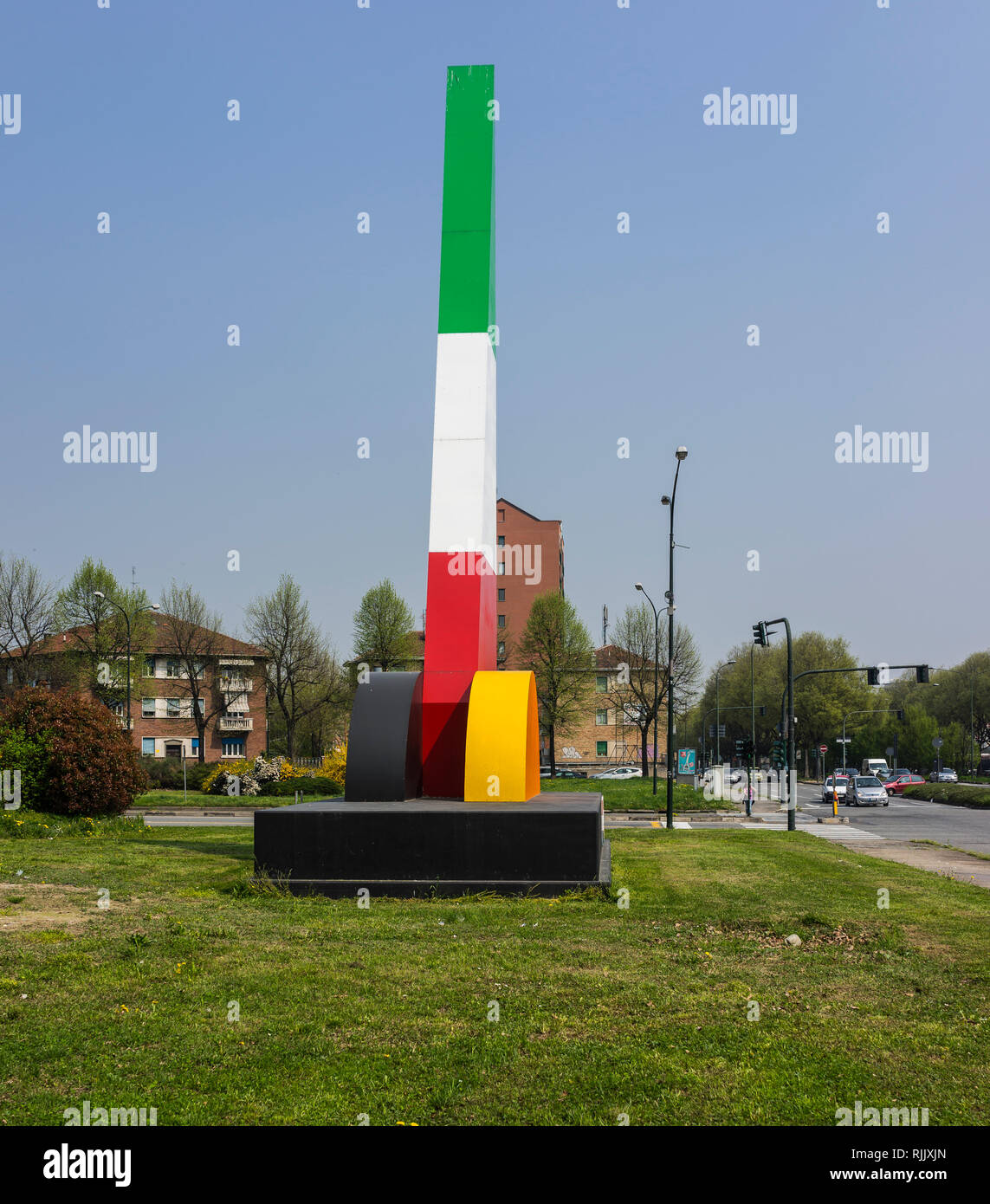 Turin, Italy - April 18, 2013: "The Peace Totem", artwork by Mario ...