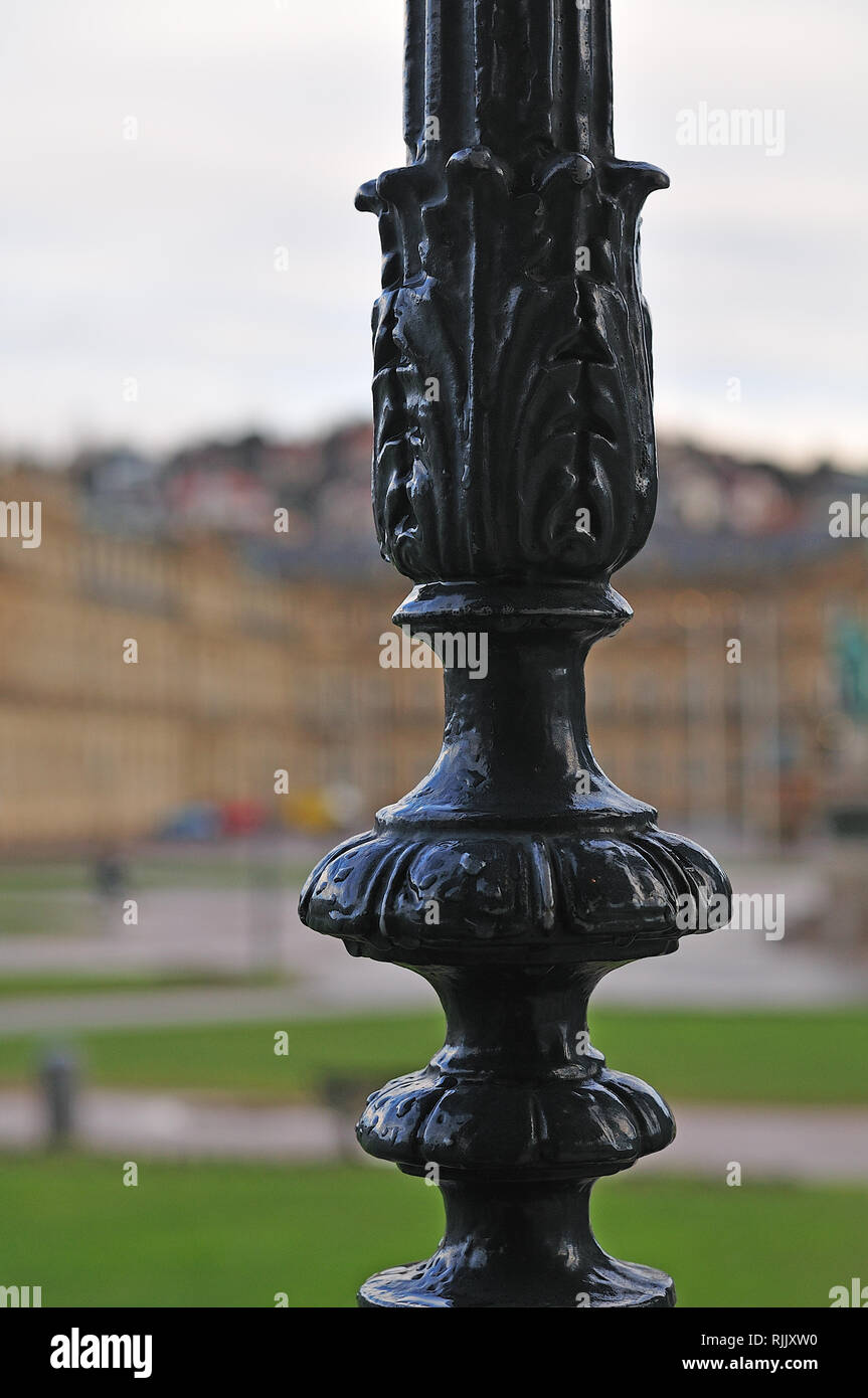 detail of historic cast-iron column at Schlossplatz in Stuttgart ...