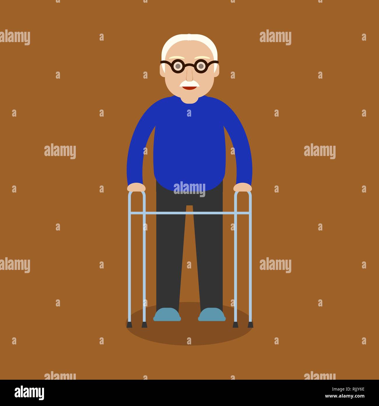 Grandpa standing full length with paddle walker. Retired elderly senior ...