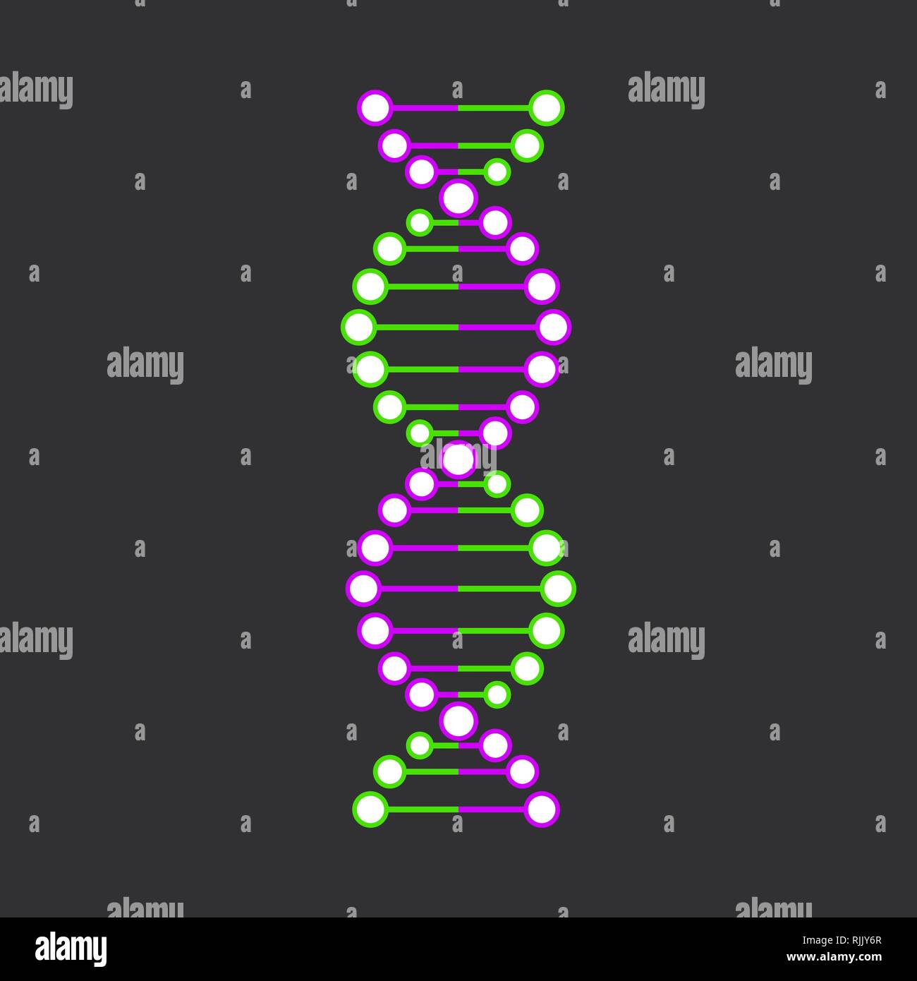 DNA strand symbol. Isolated on black background Stock Vector Image ...
