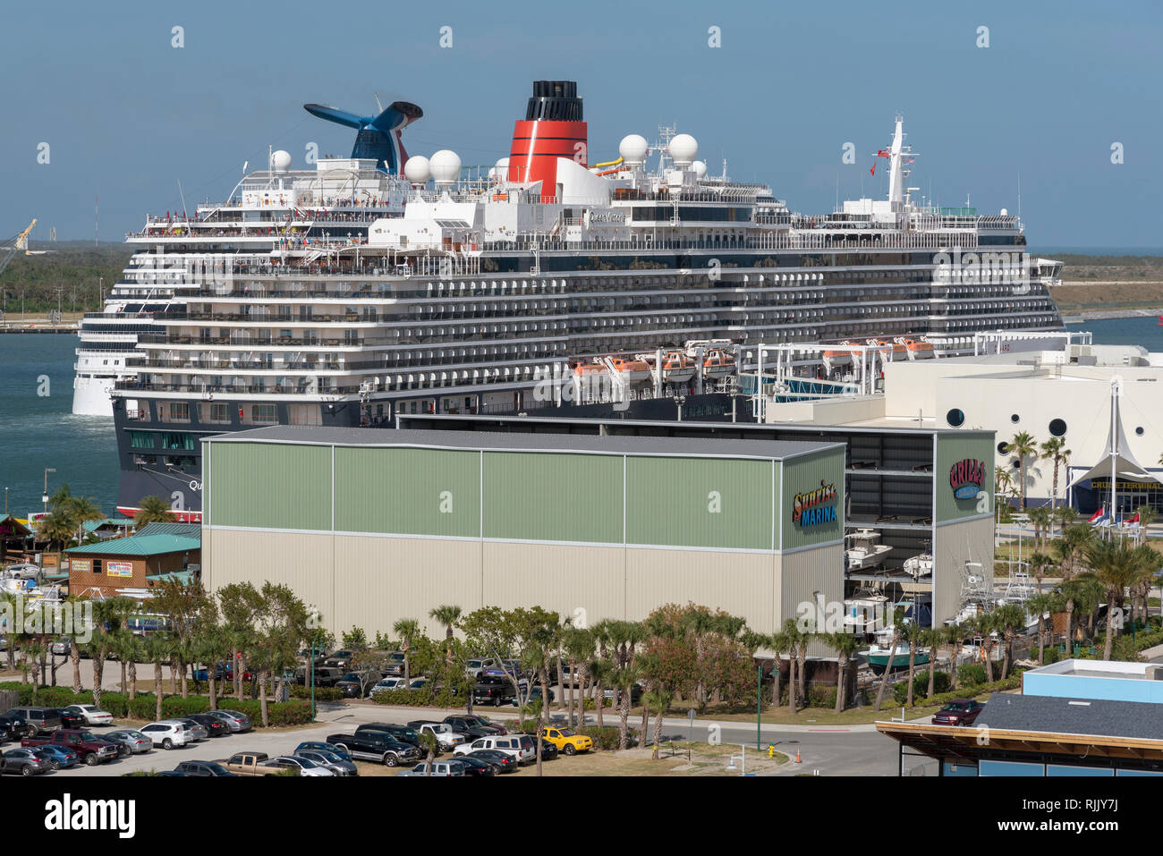 Port Canaveral, Florida, USA circa 2017. An overview of cruise ships ...