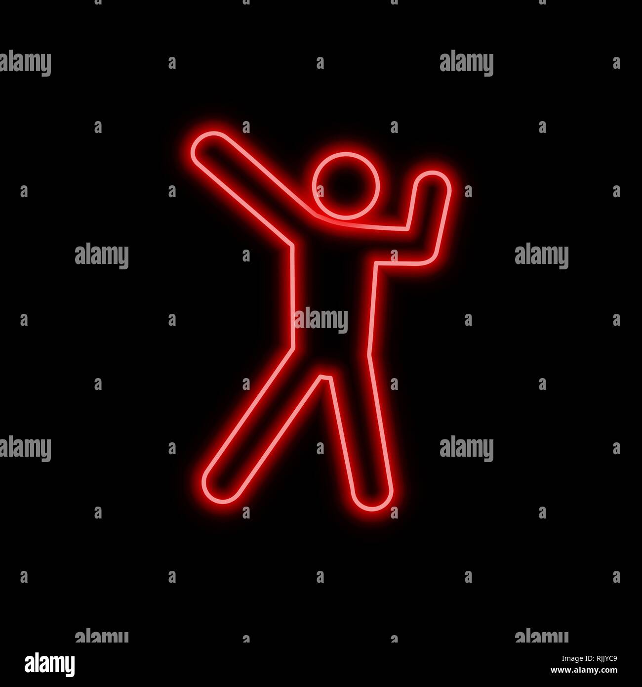 Dancing man neon sign. Bright glowing symbol on a black background ...