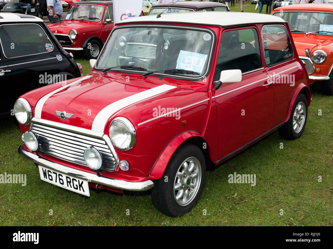 A 2000, Rover-produced 1275cc Mk VII, Mini ,on display in the car club ...