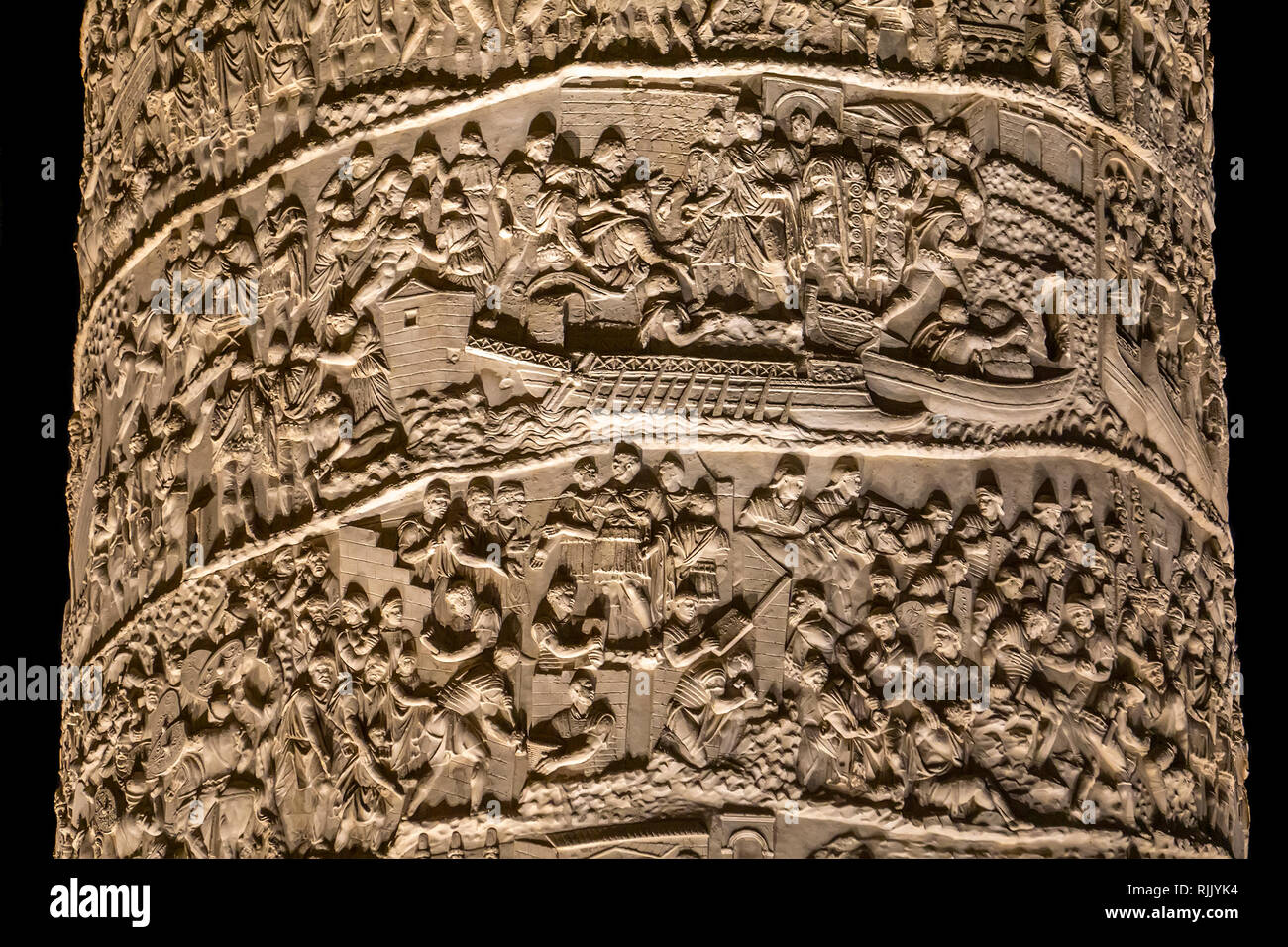 Detail of the Trajan column in Rome, Italy. Column was completed in ...