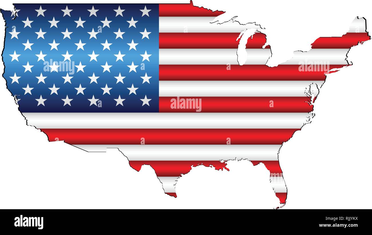 Shiny map of the USA - Illustration, Three Dimensional Map of USA Stock ...