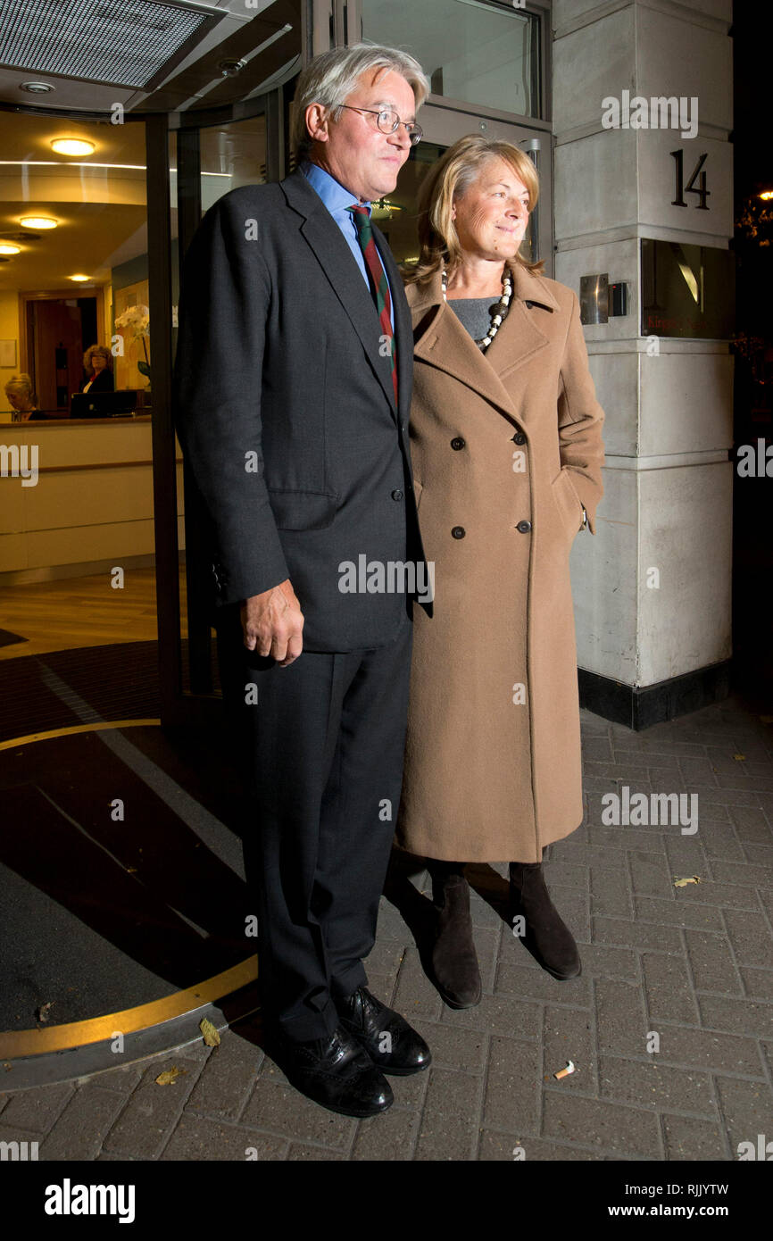 Andrew Mitchell with wife Sharon Bennett pose outside his lawyers ...
