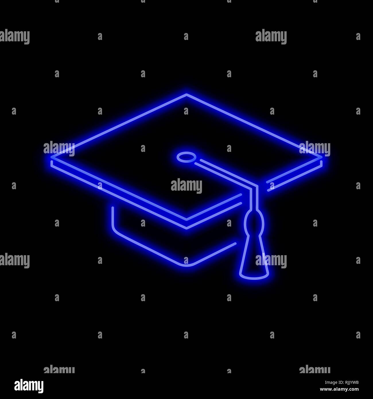 Graduate hat neon sign. Bright glowing symbol on a black background ...