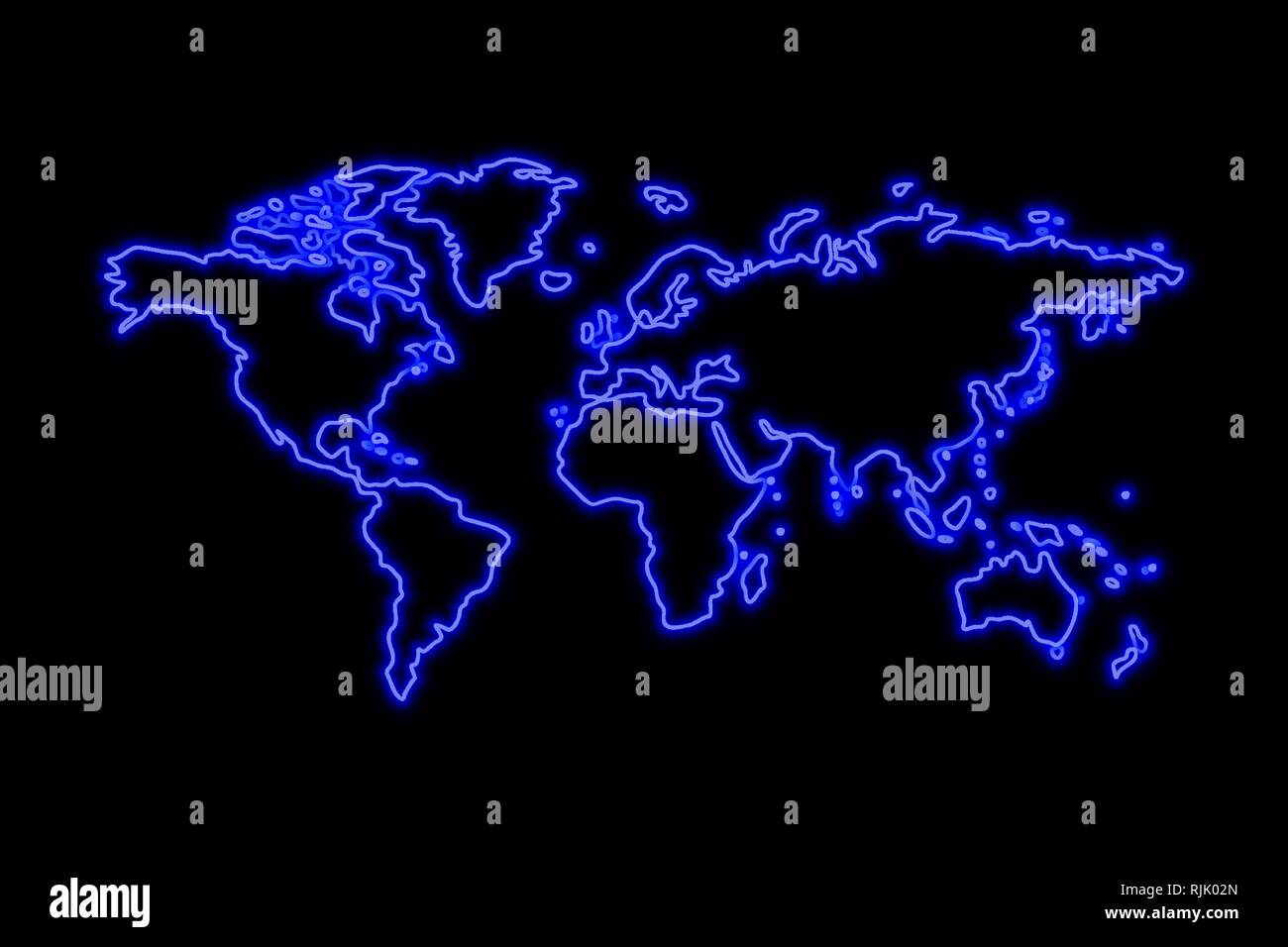 World map neon sign. Bright glowing symbol on a black background. Neon ... World map neon sign. Bright glowing symbol on a black background. Neon ...