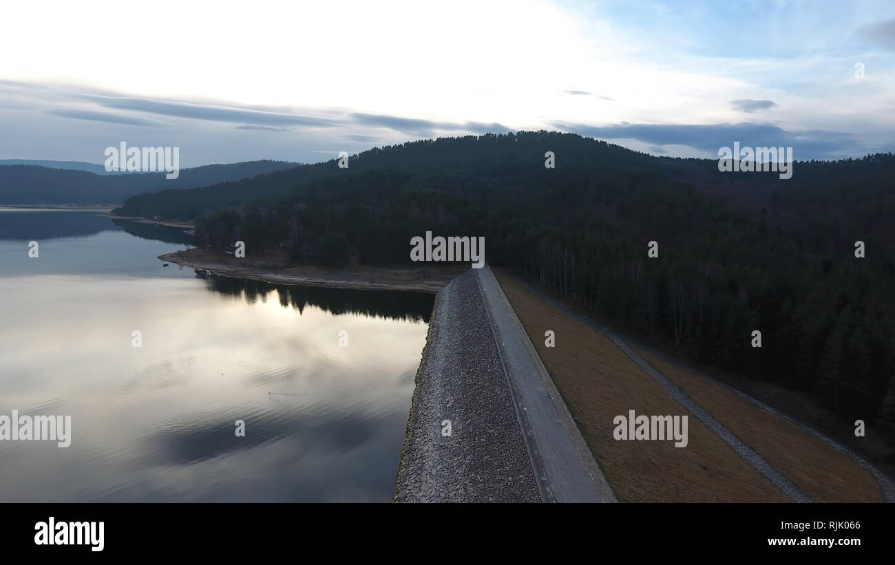 Aerial picture of batak dam lake, sunset time Stock Photo - Alamy