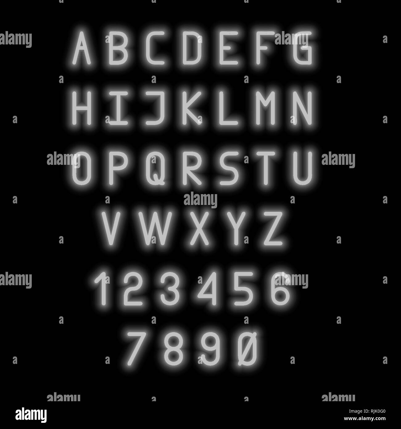 English alphabet and numbers. Neon style. Grey letters Stock Vector ...