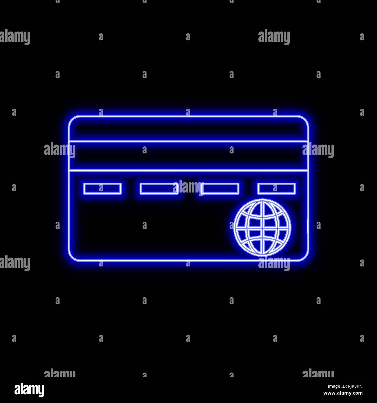 Credit card neon sign. Bright glowing symbol on a black background ...