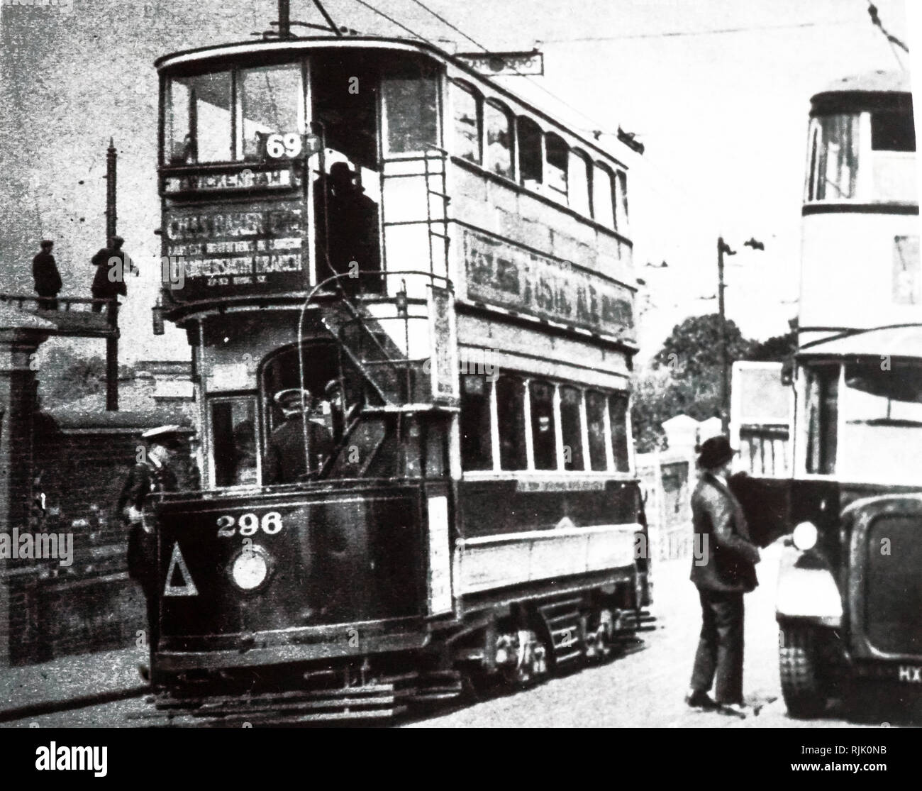 A photograph of a trackless tram. This innovation to London appeared at ...