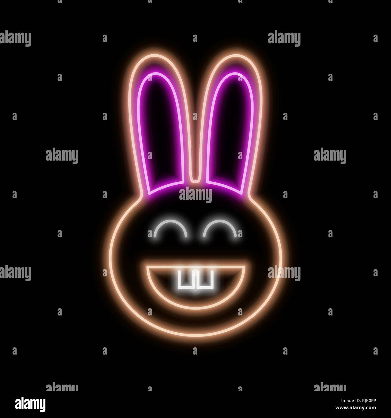 Rabbit neon sign. Bright glowing symbol on a black background. Neon ...