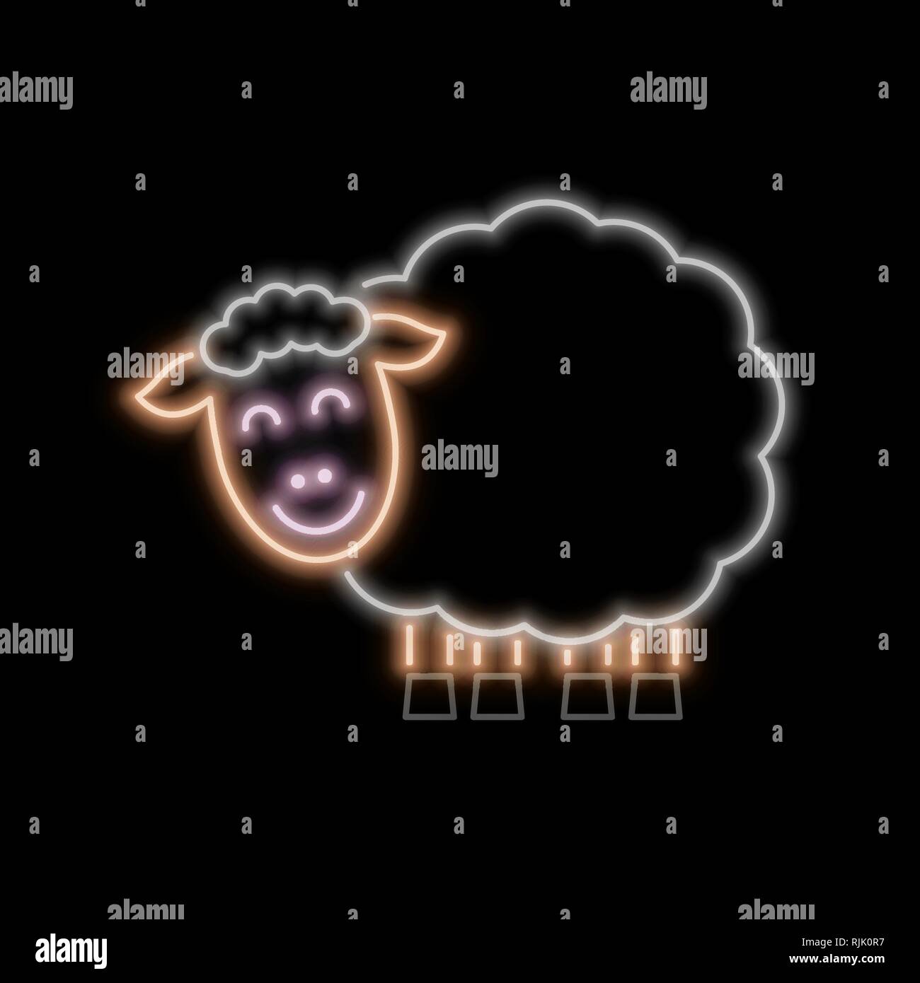 Sheep neon sign. Bright glowing symbol on a black background. Neon style icon Stock Vector Image ...