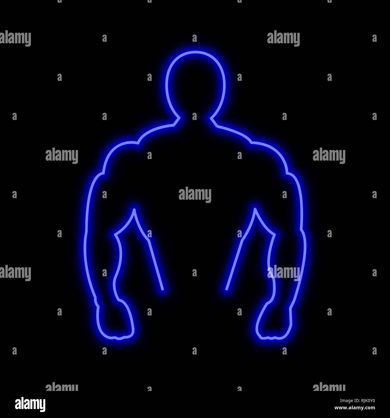 Muscle man neon sign. Bright glowing symbol on a black background. Neon ...