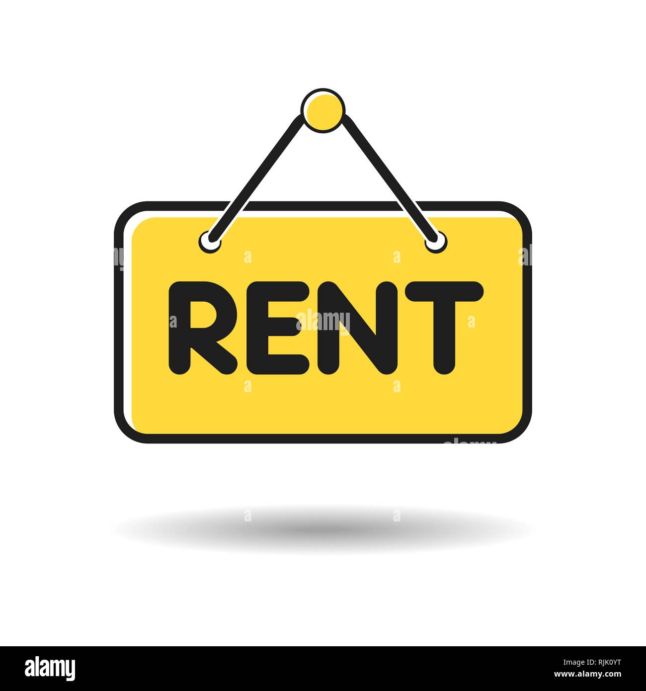 Hanging Door Sign Board with text "RENT". Isolated On White Background ...