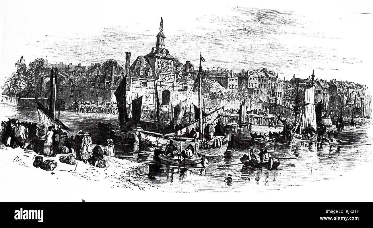 An engraving depicting Rotterdam in 1847. Dated 19th century Stock ...