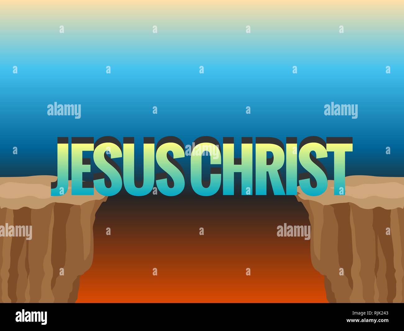 Abyss and word JESUS CHRIST as bridge. Concept illustration Stock ...