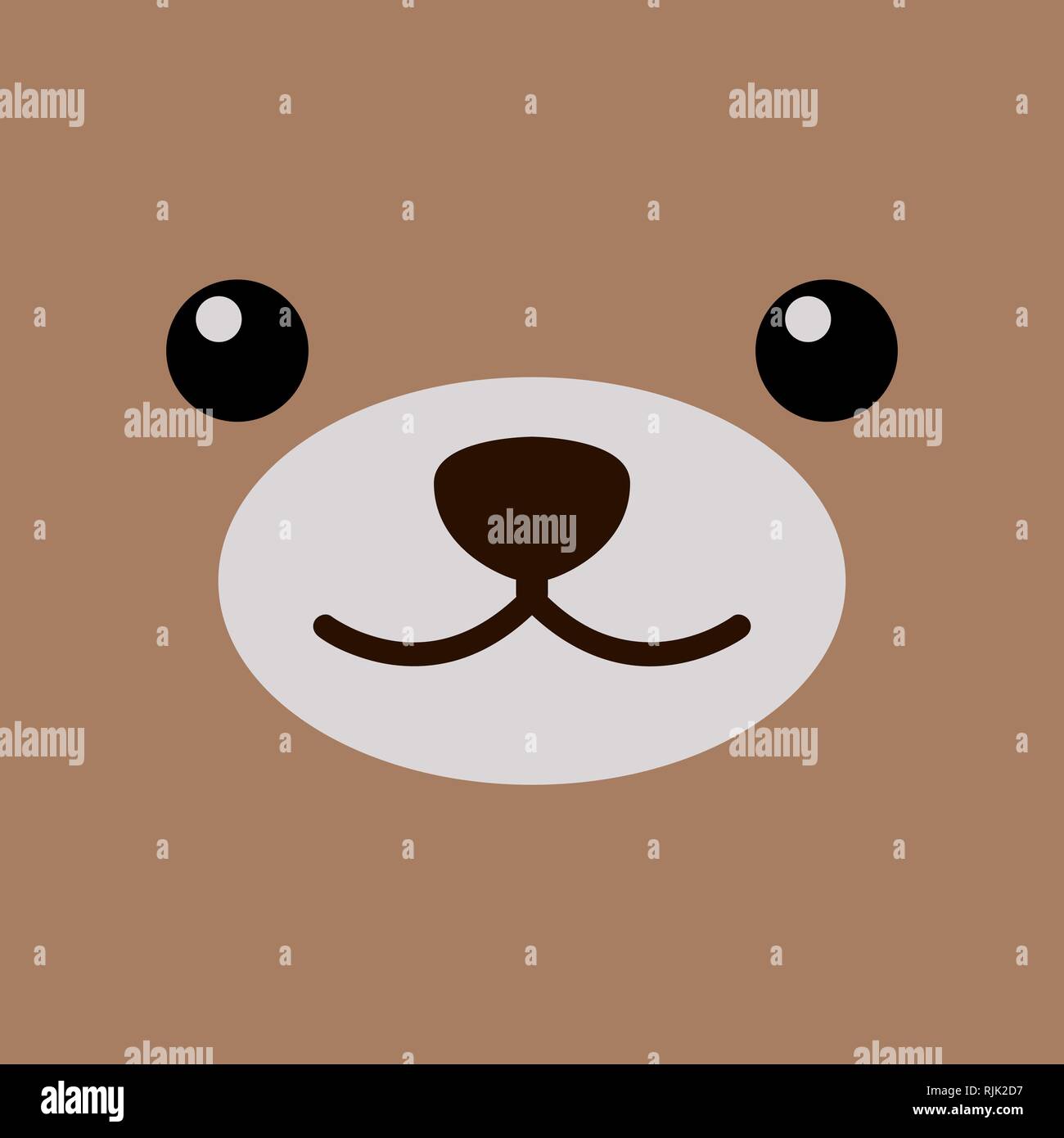 Cute bear face over brown background. Kawaii illustration Stock Vector ...