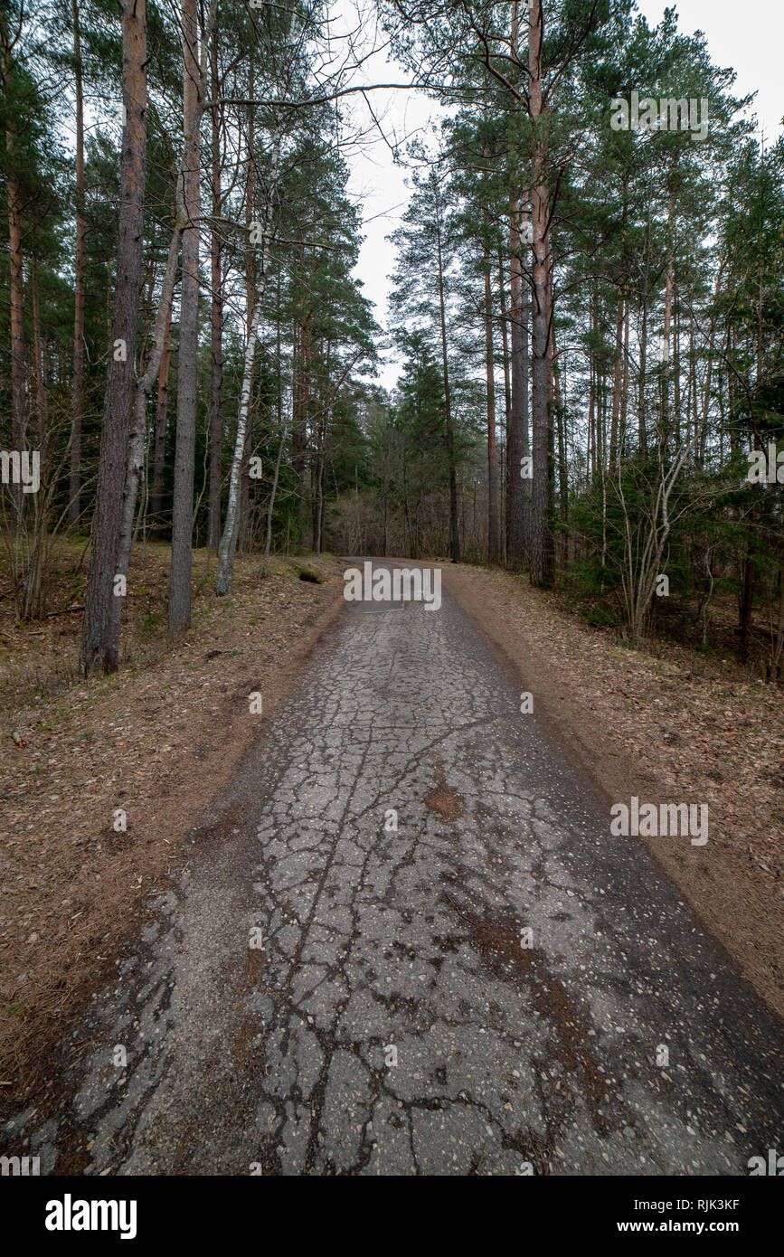 empty asphalt road outside city. countryside driveway with clean ...