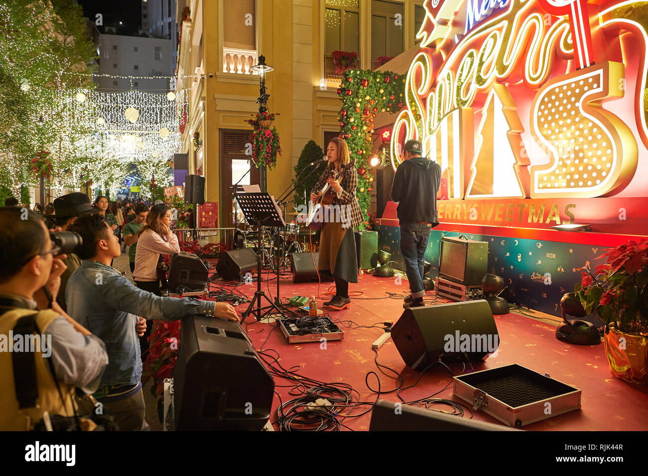 HONG KONG - DECEMBER 25, 2015: Hong Kong at Christmas. Hong Kong is an ...