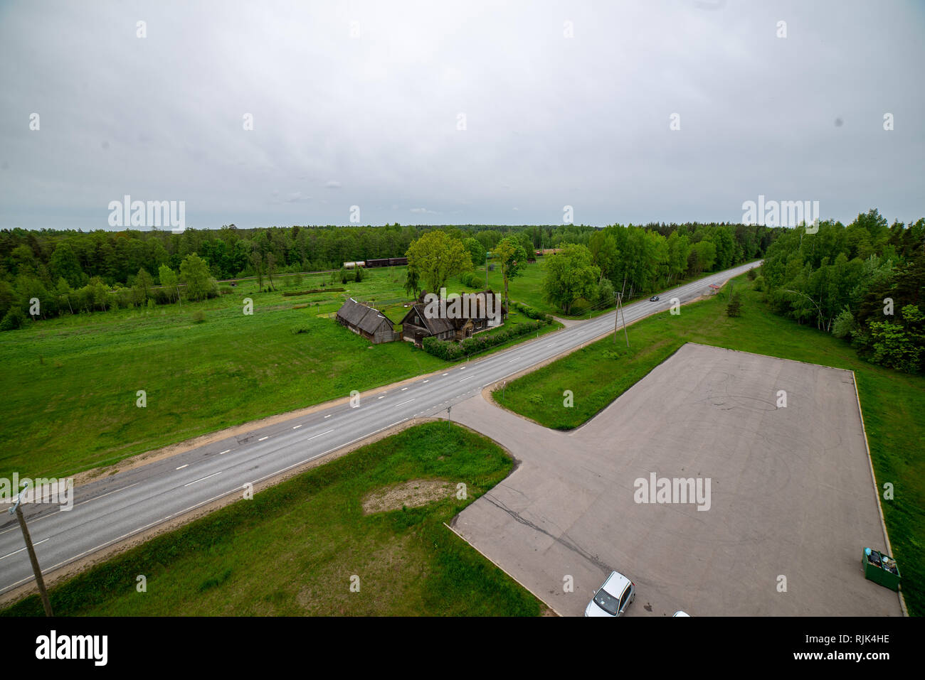 empty asphalt road outside city. countryside driveway with clean ...