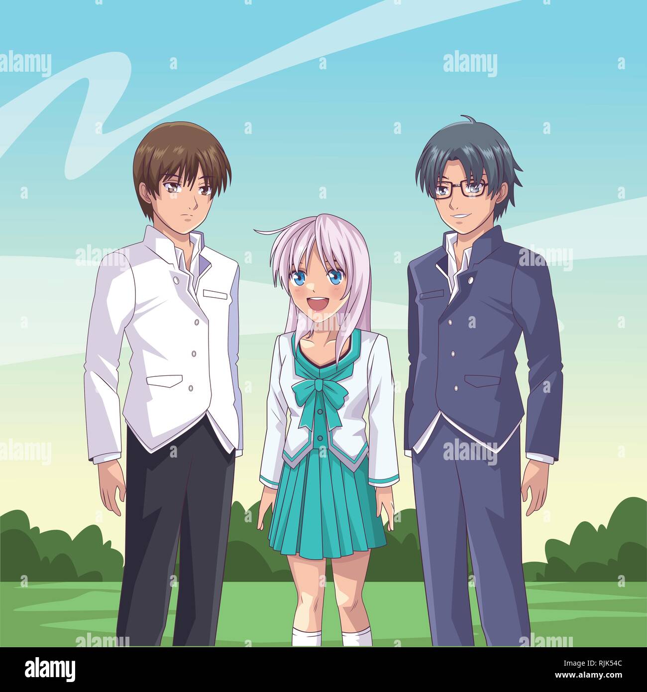 anime manga group Stock Vector Image & Art - Alamy