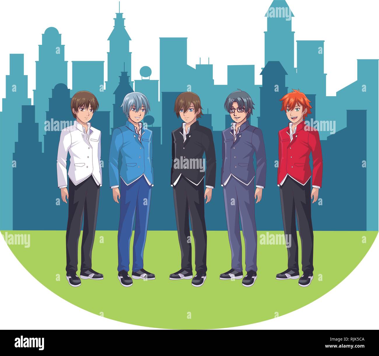 Group of japanese men Stock Vector Images - Alamy