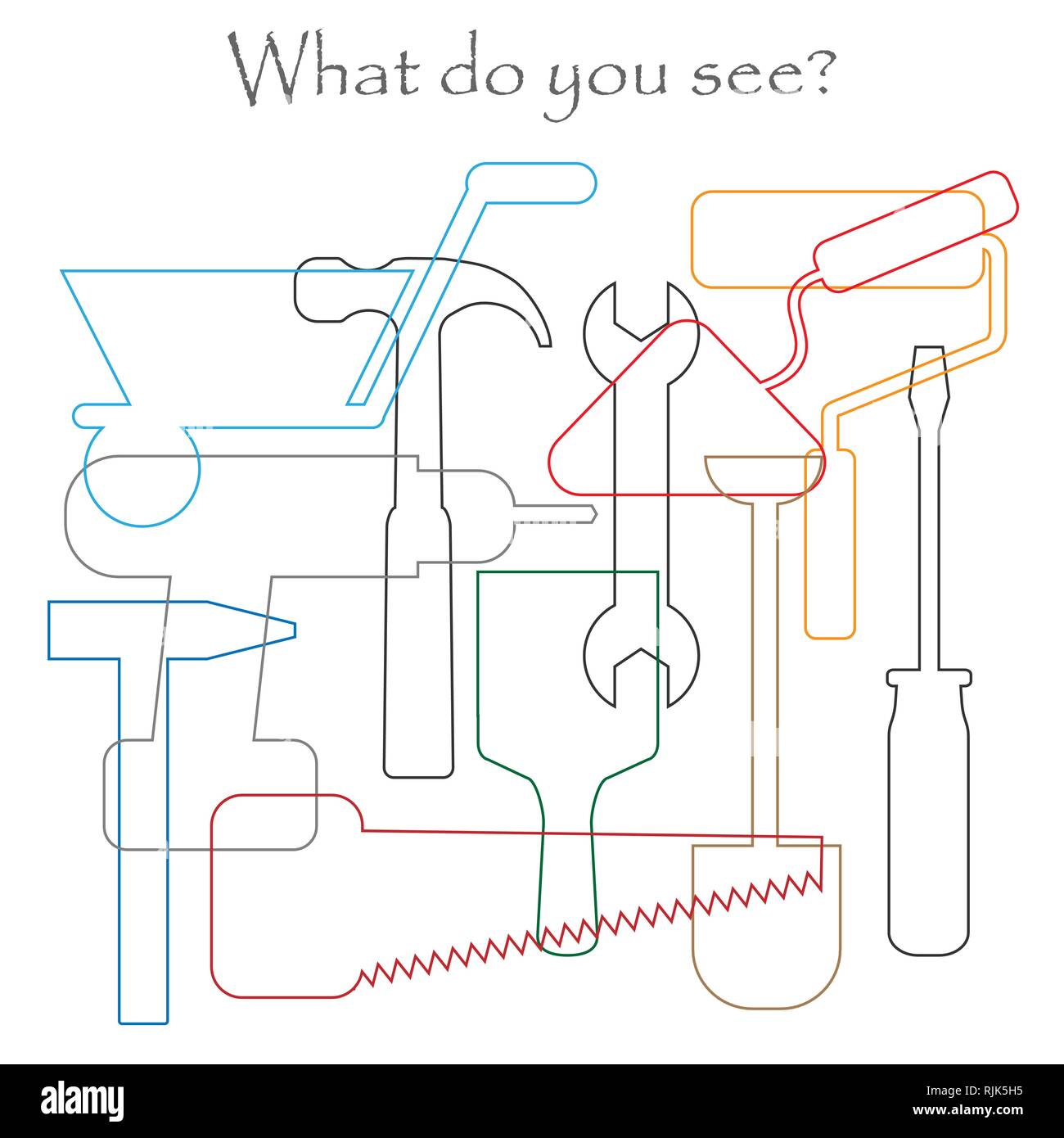 Find hidden objects on the picture, construction theme, building tools ...