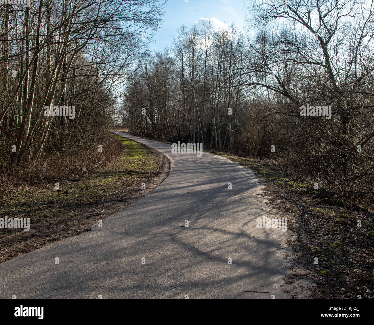 empty asphalt road outside city. countryside driveway with clean ...