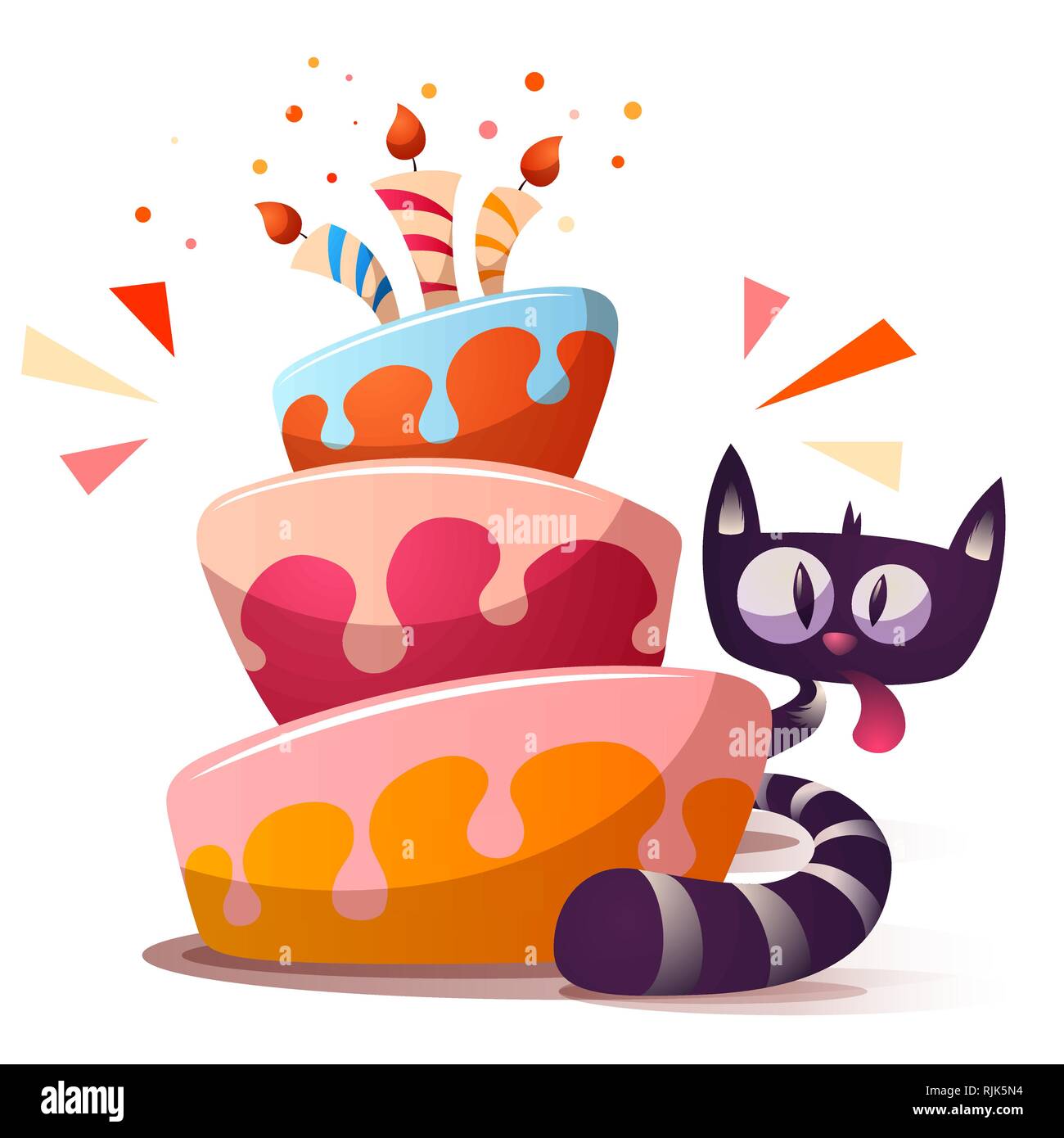 Cartoon illustration cat birthday cake hi-res stock photography and ...