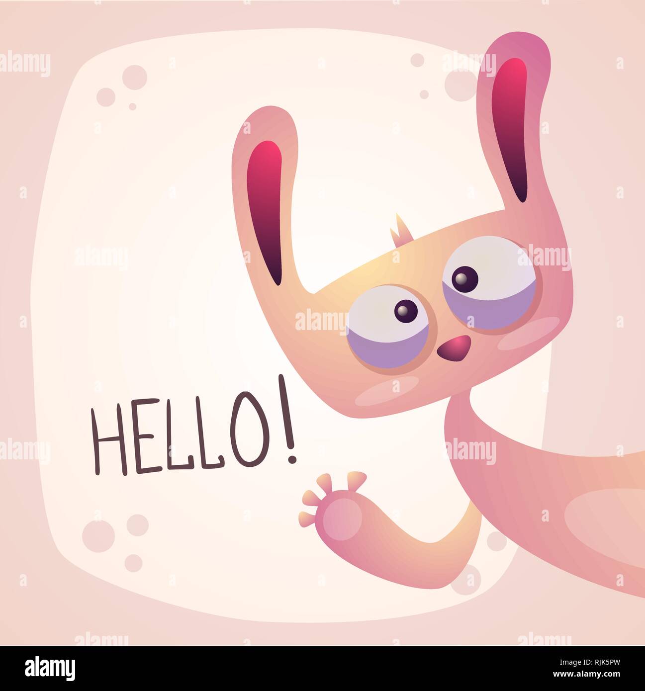 Cute rabbit - funny hello illustration Stock Vector Image & Art - Alamy