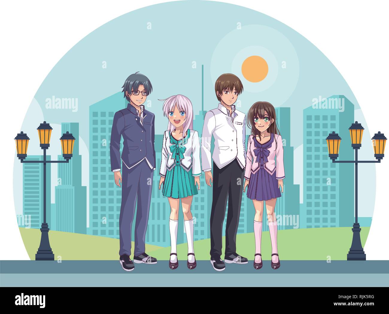 anime manga group Stock Vector Image & Art - Alamy