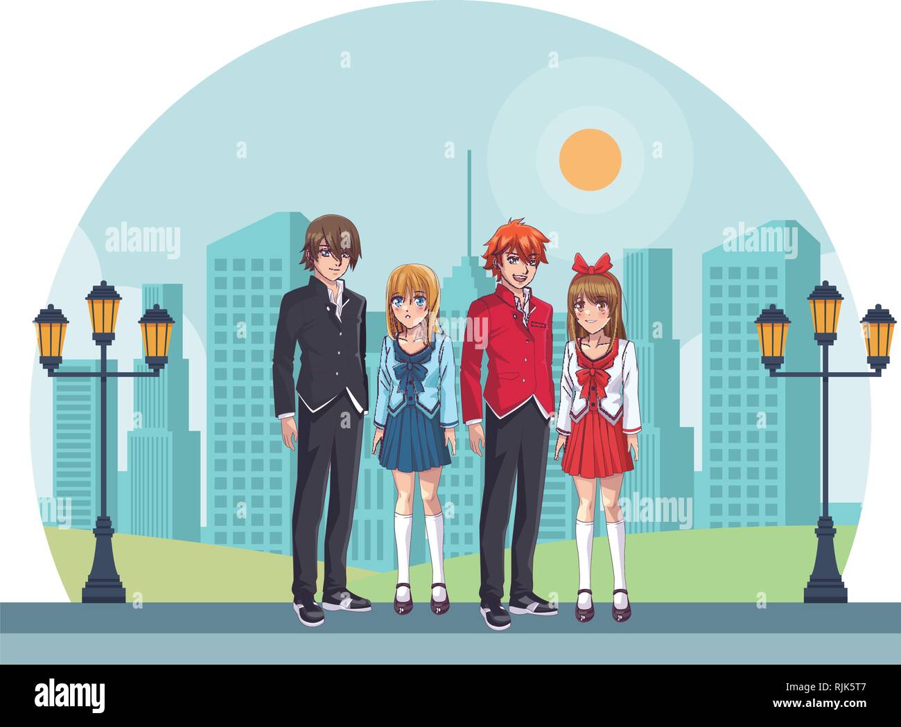 anime manga group Stock Vector Image & Art - Alamy