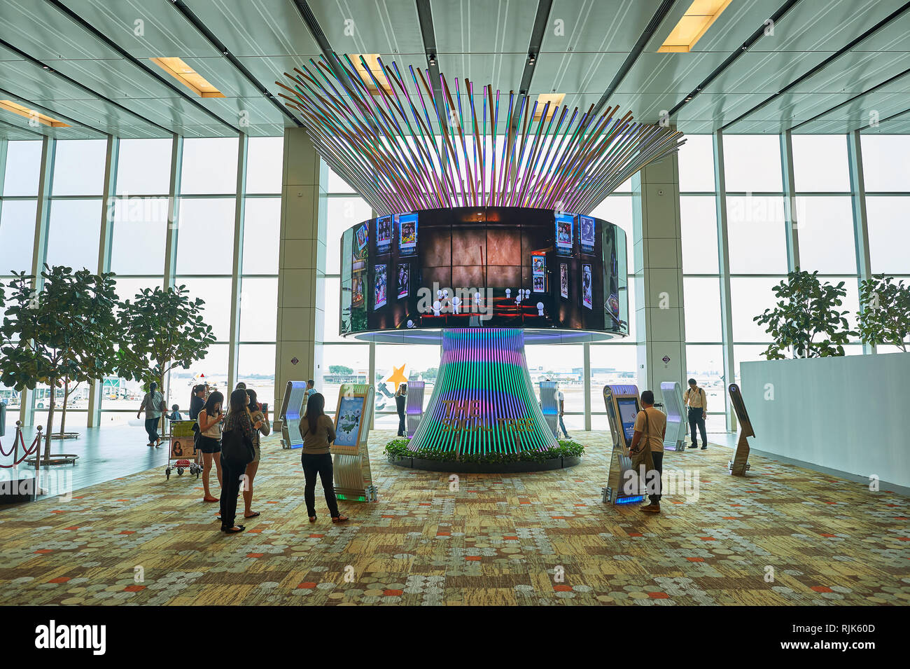 SINGAPORE - NOVEMBER 04, 2015: The Social Tree at Changi Airport. The ...