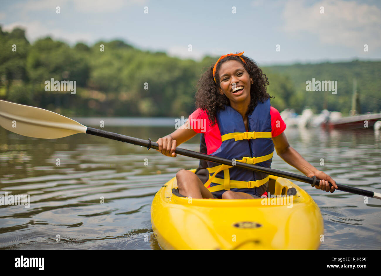 Joyful young woman flowing hi-res stock photography and images - Alamy