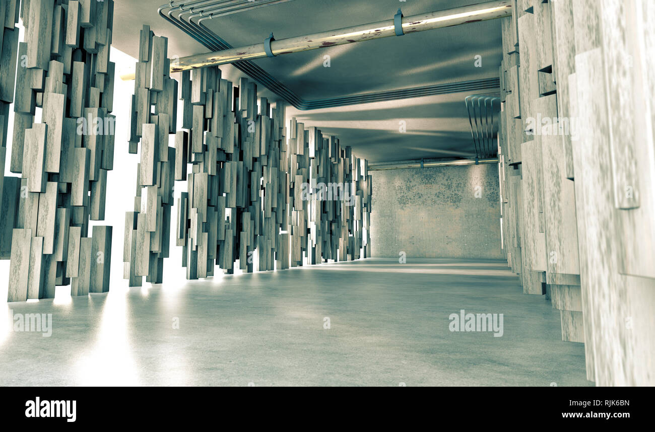 Modern concrete architecture.Contemporary interior architecture and ...