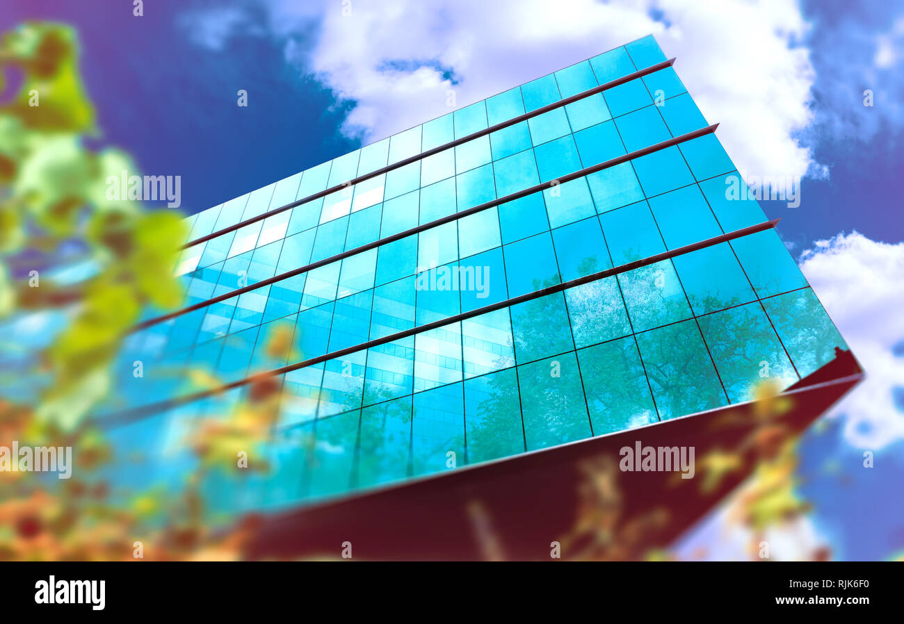 Modern city architecture.Urban contemporary construction.Glass window ...