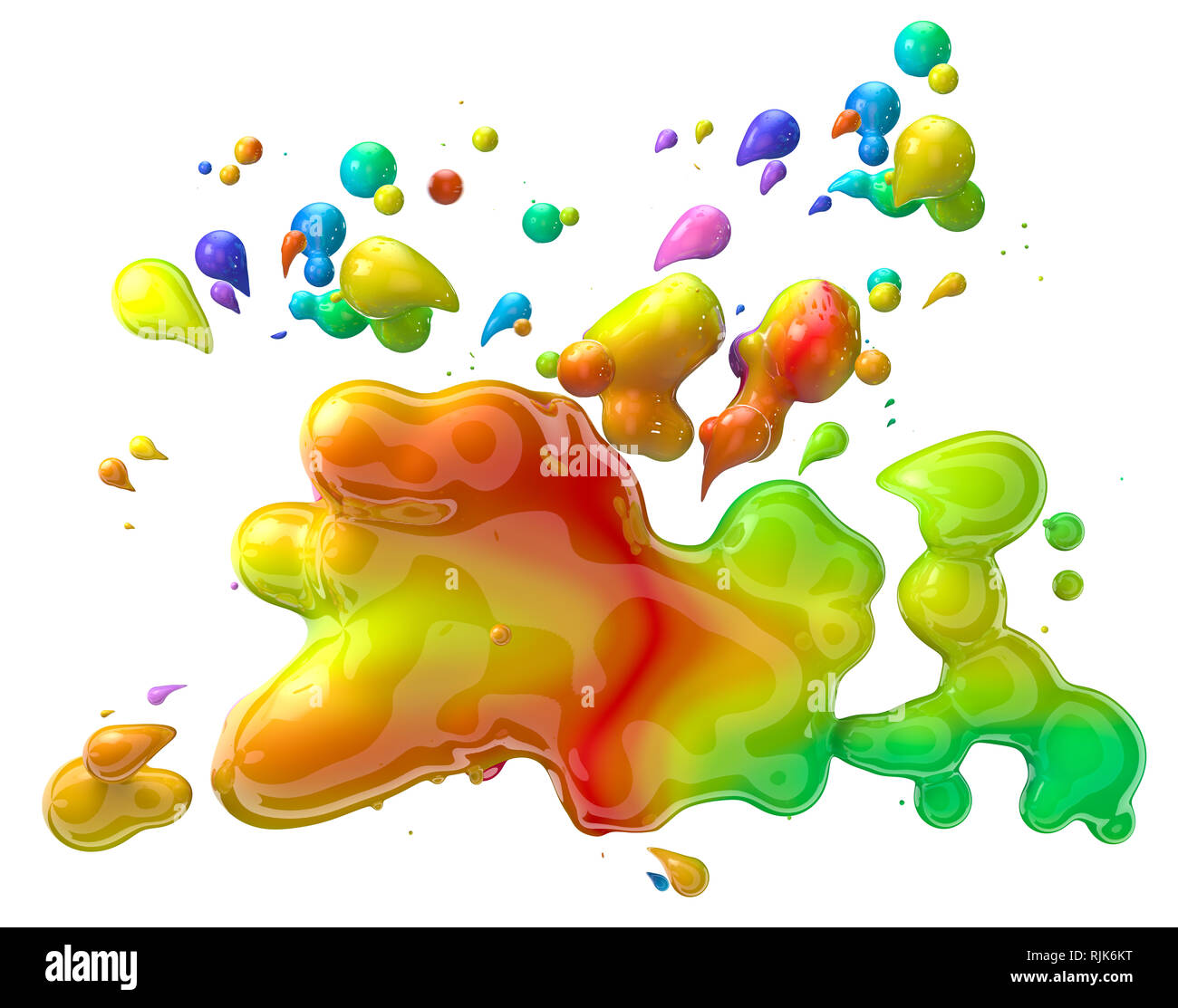 Abstract colorful liquid or ink isolated over white background.3d ...